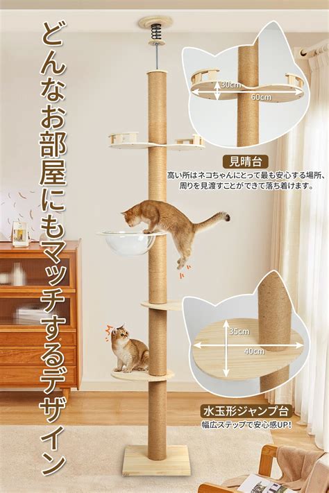 【楽天市場】【お買い物マラソン 最大2000円クーポン】キャットタワー 突っ張り スリム キャットタワー 木製 宇宙船 キャットタワー 大型猫