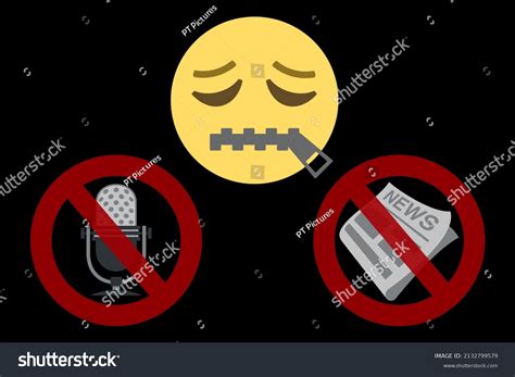 Weary Zippermouth Face Emoji Prohibition Sign Stock Vector Royalty