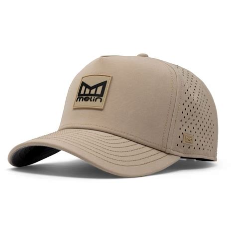 Melin Odyssey Stacked Hydro Performance Snapback Golf Hat Khaki Carl