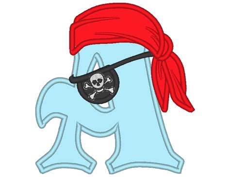 Pirate Alphabet Embroidery Letter A Machine Embroidery Pirate