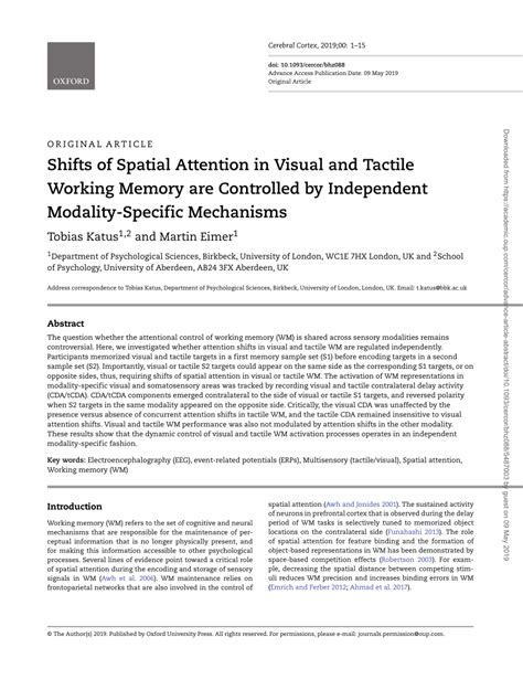 pdf shifts of spatial attention in visual and tactile working memory