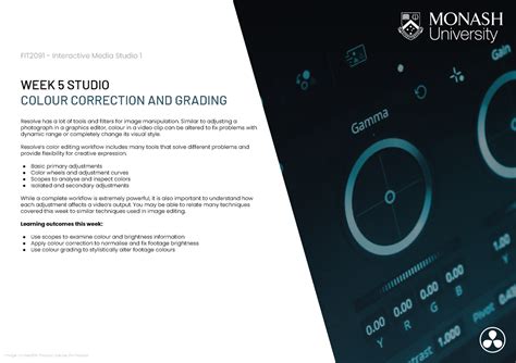 Tutorial 5 Colour Correction And Grading FIT2091 Interactive