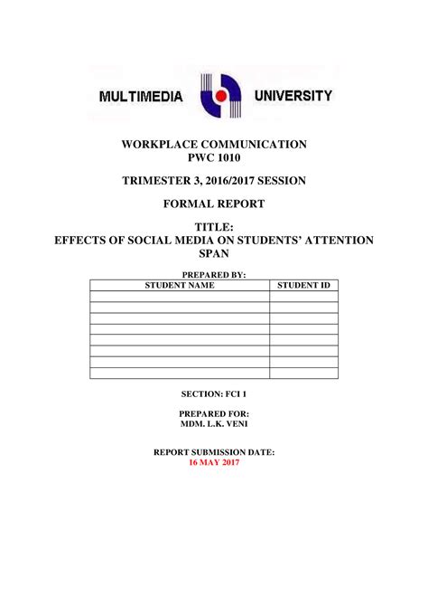 Report Format Sample Assignment