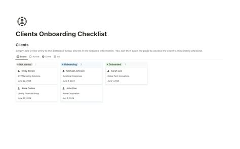 Clients Onboarding Checklist By Simo Notion Template