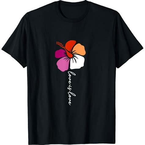 Unique Lesbian Pride Flag Colors Hibiscus Lgbt Lesbian T Shirt