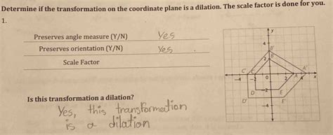 solved determine if the transformation on the coordinate plane is a
