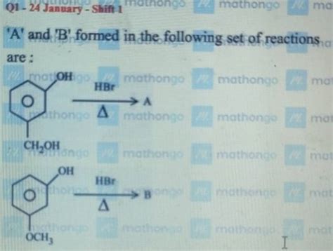 A And B Formed In The Following Set Of Reactions Are Filo