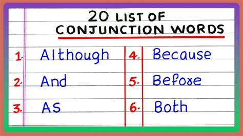 20 Conjunction Words Conjunction Words List Of Conjunction Words