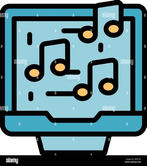 Music Arcade Icon Outline Vector Game Machine Button Menu Color Flat