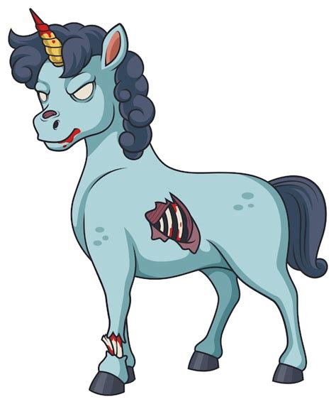 Premium Vector Creepy Zombie Unicorn Cartoon Illustration