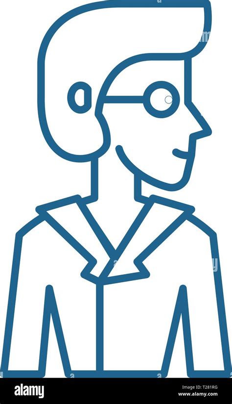 Analyst Line Icon Concept Analyst Flat Vector Symbol Sign Outline