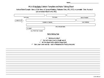 MLA Formatting Checklists And Citation Templates By Susan Thornton Ball