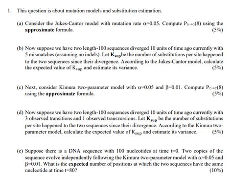 Solved This Question Is About Mutation Models And