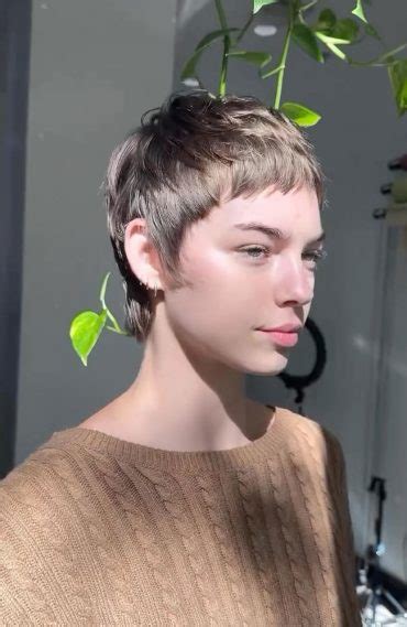 Ash Brown Micro Pixie With Choppy Fringe For A Modern Minimal Look
