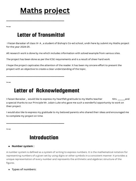 Maths Project Pdf Numbers Teaching Methods And Materials