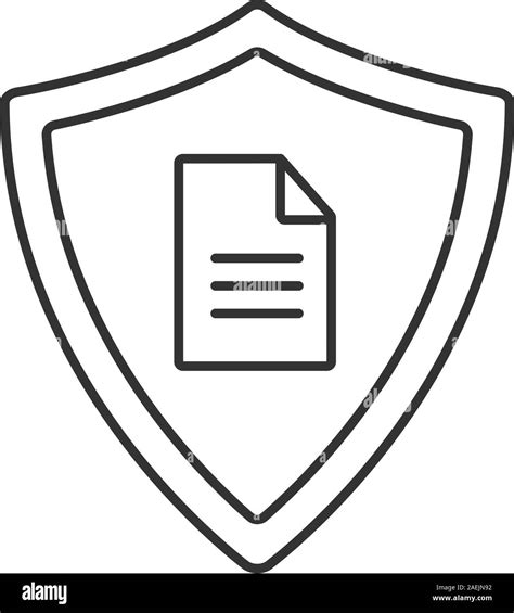 Personal Document Security Linear Icon Thin Line Illustration Protection Shield With Private
