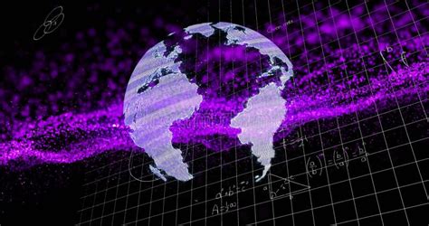 Animation Of Dynamic Wave Of Dots Around Rotating Globe Over