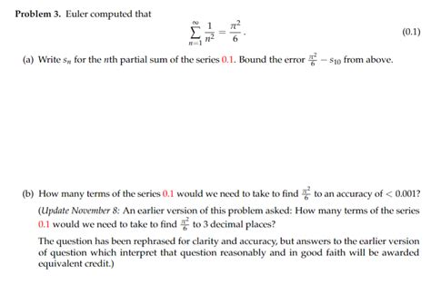Solved Problem 3 Euler Computed That ∑n1∞n216π2 A Write