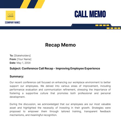 Free Call Memo Template To Edit Online
