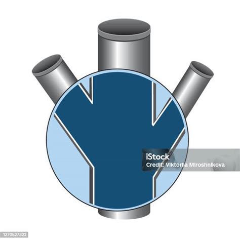 돋보기 또는 루페 아래 내부의 컷어웨이 파이프 또는 파이프 라인 디자인 로고 또는 엠블럼으로 컷 파이프와 벡터 스톡 일러스트레이션 금속에 대한 스톡 벡터 아트 및 기타