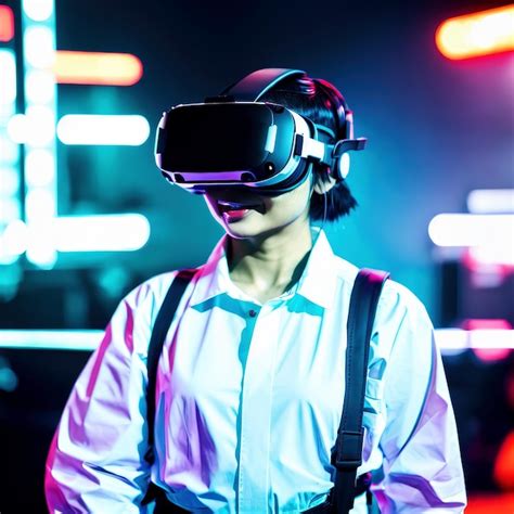 Premium Photo Future Human Wearing Vr Virtual Headset Glasses