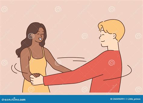 Smiling Interracial Couple Feel Positive Cartoon Vector Cartoondealer