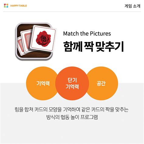 Happy Table 해피테이블함께짝맟추기 Matchthepictures 단기기억력 공간