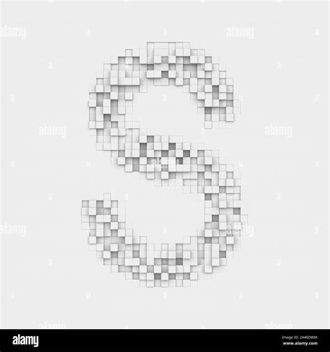 3d Rendering Of Large Letter S Made Up Of White Square Uneven Tiles On