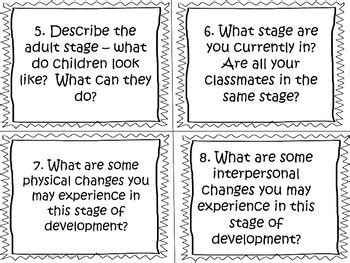 Human Development And Sexual Health Task Cards Grade By HappyRock Creations