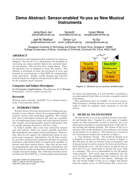 Pdf Demo Abstract Sensor Enabled Yo Yos As New Musical Instruments
