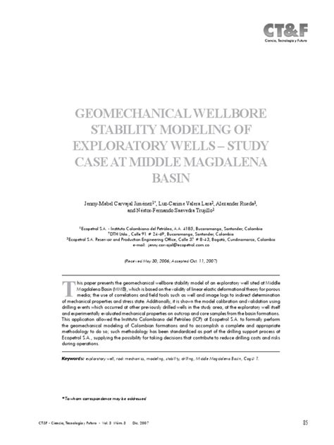 Pdf Geomechanical Wellbore Stability Modeling Dokumen Tips