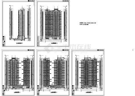 33层商住楼建筑设计施工cad图纸，共四张住宅小区土木在线