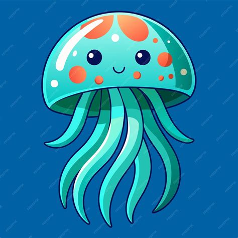 El Encantador Vector De Dibujos Animados De Medusas Para Niños Vector