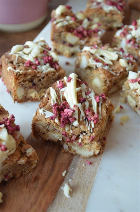 White Chocolate Raspberry And Macadamia Nut Blondies Recipe White