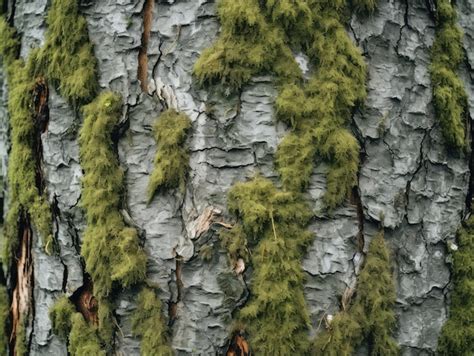Premium Photo Natural Gray Old Tree Bark With Green Moss And Lichens