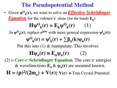 Ppt The Pseudopotential Method Builds On All Of This See Yc Ch 2