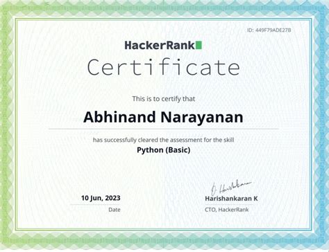 Abhinand Narayanan On Linkedin Hackerrank Python