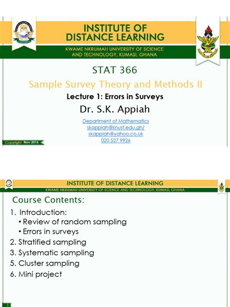 stat 366 sample survey theory and methods ii lecture 1 pdf