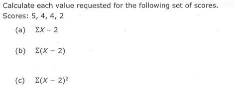 Solved Calculate Each Value Requested For The Following Set Chegg
