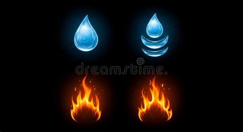 Four Element Icons Earth Water Fire And Air On Clean Background