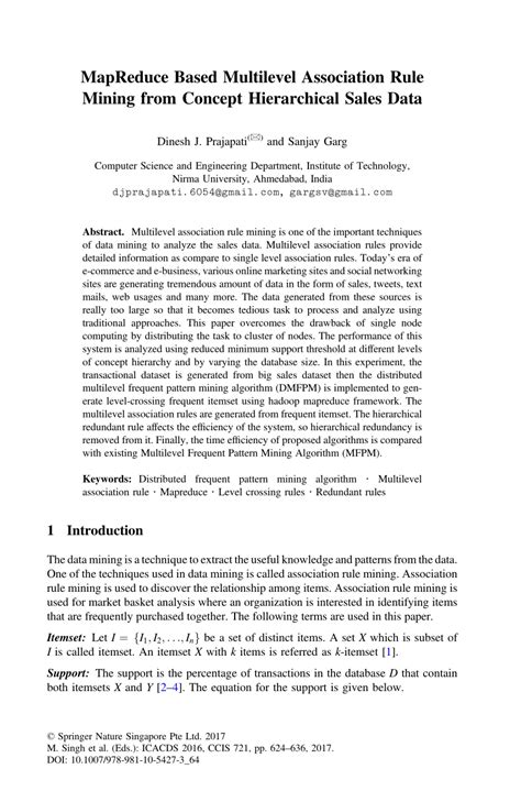 pdf mapreduce based multilevel association rule mining from concept