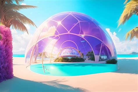 La Escena Prevé Un Entorno De Playa De Alta Tecnología Con Una