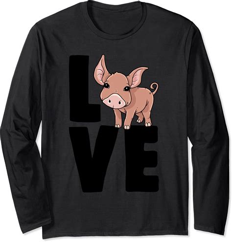 Funny Graphic Pigs Clothing Men Tee Shirts Pig Love Long Sleeve T Shirt