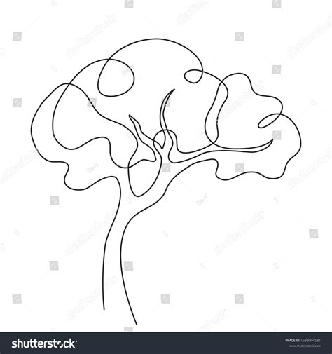 Tree Continuous Line Drawing Abstract Line Stock Vector Royalty Free
