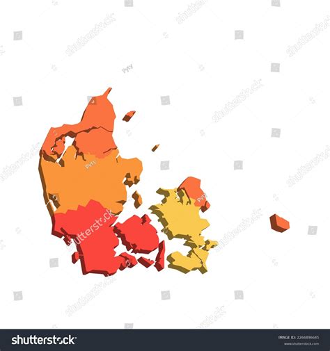 Denmark Political Map Administrative Divisions Regions Stock Vector