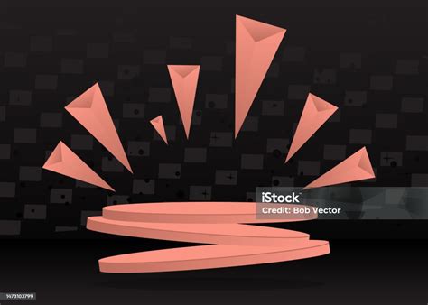 블랙과 라이트 레드 실린더 무대 쇼케이스 프레젠테이션을 위한 현실적인 받침대 연단 3d 벡터 룸 모형입니다 추상 최소한의