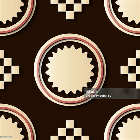 원활한 릴리프 조각 장식 복고풍 패턴 체크 기하학 라운드 크로스 프레임 0명에 대한 스톡 벡터 아트 및 기타 이미지 0명 3차원 형태 골동품 Istock