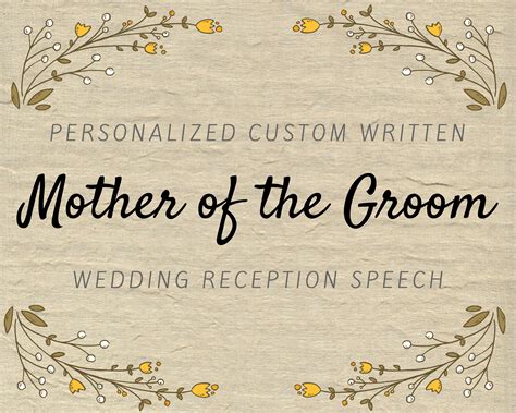 Mother Of The Groom Speech Personalized Custom Wedding Etsy Australia