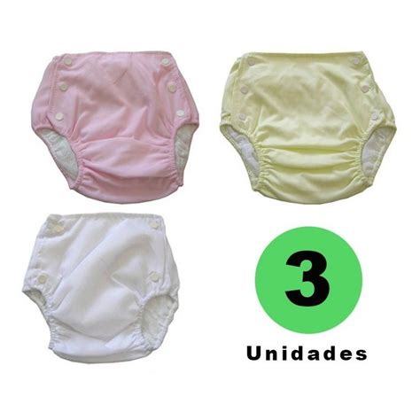 Bebê Fralda Enxuta Reutilizável Calça Plástica Ecológica Kit 3 Peças