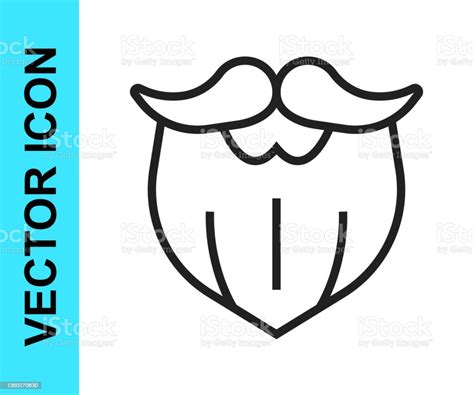 Ligne Noire Moustache Et Icône De Barbe Isolée Sur Fond Blanc Symbole